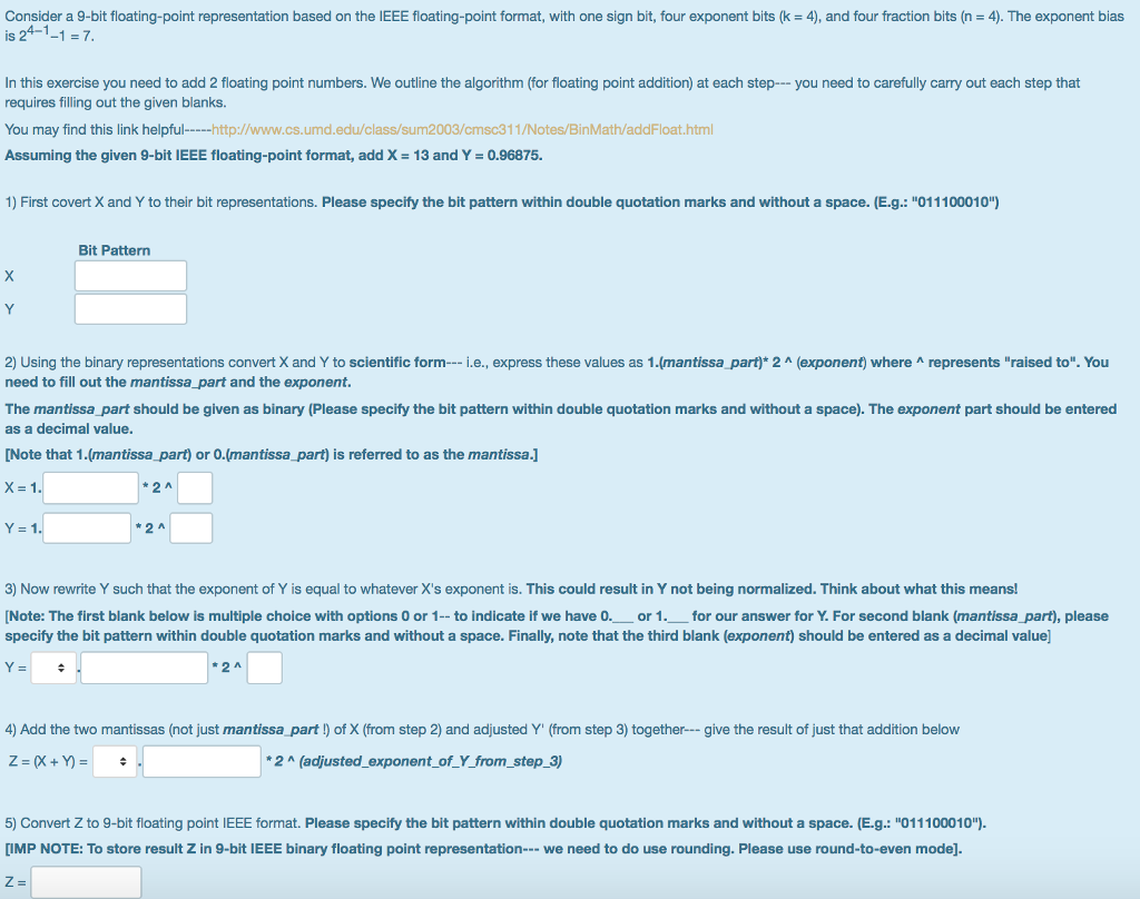 Solved Consider A 9 Bit Floating Point Representation Based