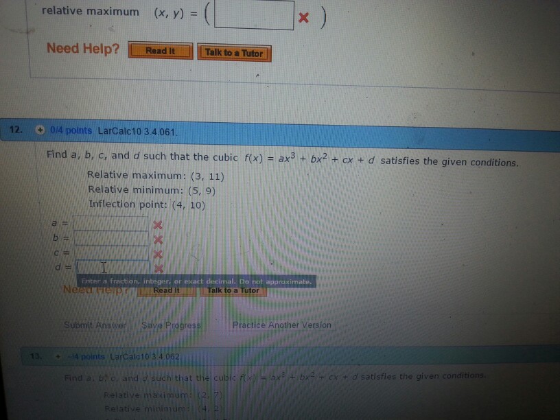 Solved Find a b, c, and d such that the cubic f(x) = ax^3 + | Chegg.com