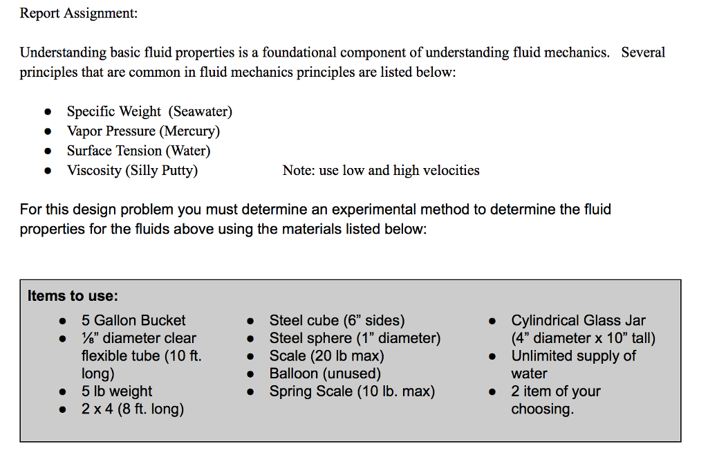 Solved Report Assignment Understanding basic fluid | Chegg.com