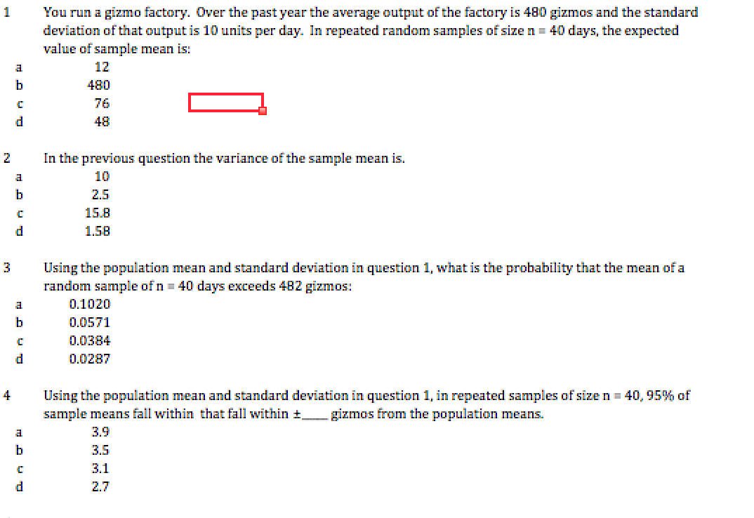 Solved You run a gizmo factory. Over the past year the | Chegg.com