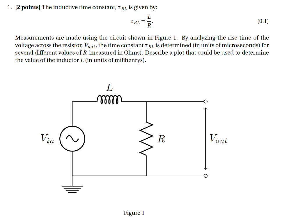 Solved The inductive time constant, tau_RL is given by: | Chegg.com