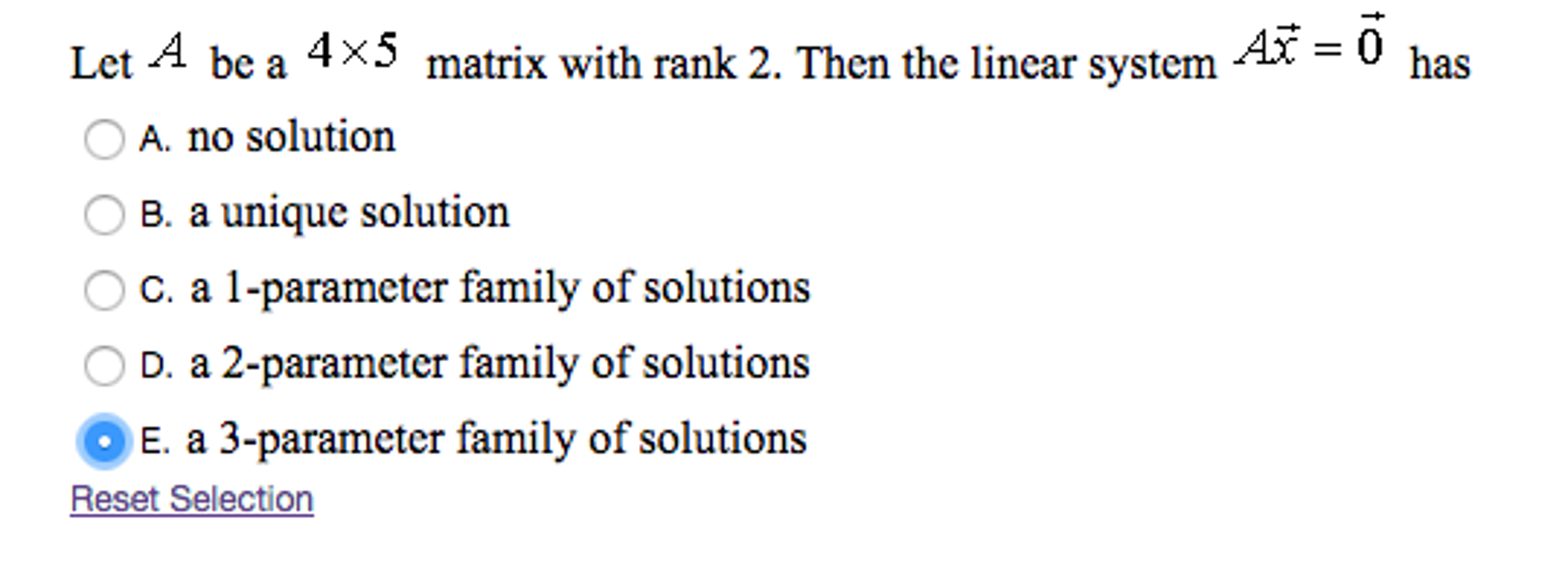 Solved Let A be a 4x5 matrix with rank 2. Then the linear | Chegg.com