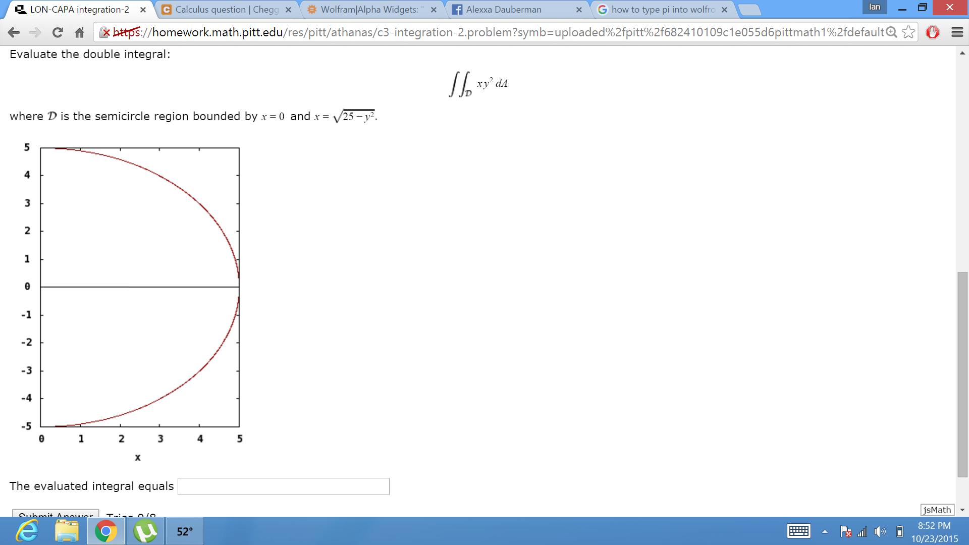 Solved LON-CAPA integration-2 x CCalculus question IChegg x | Chegg.com