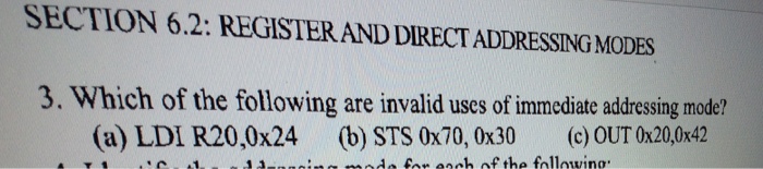 Solved Which of the following are invalid uses of immediate | Chegg.com