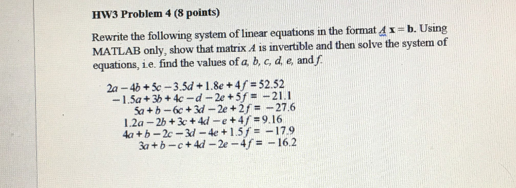 Solved Rewrite the following system of linear equations in | Chegg.com
