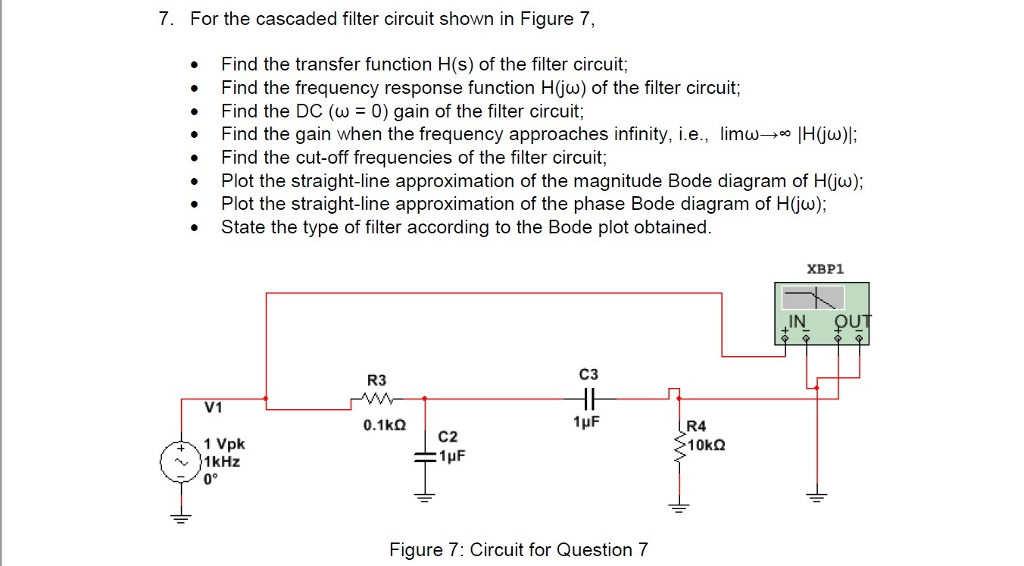 Solved For the cascaded filter circuit shown in Figure 7, | Chegg.com