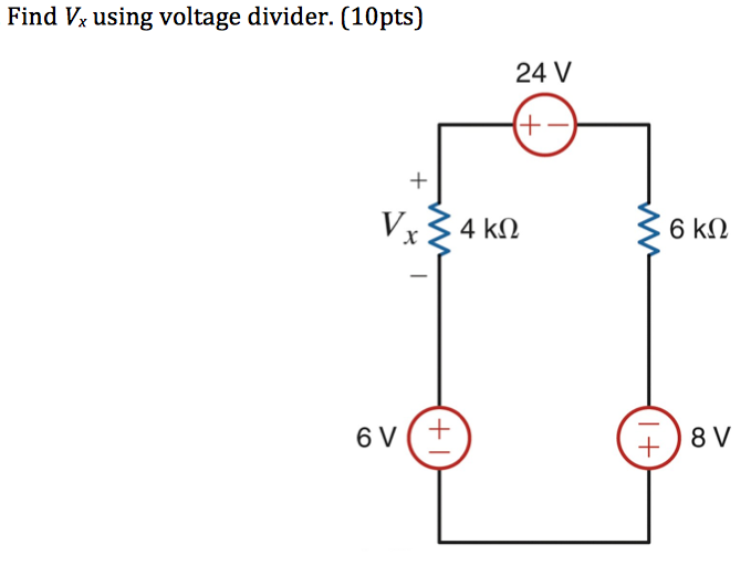 Solved Find Vx using voltage divider. | Chegg.com