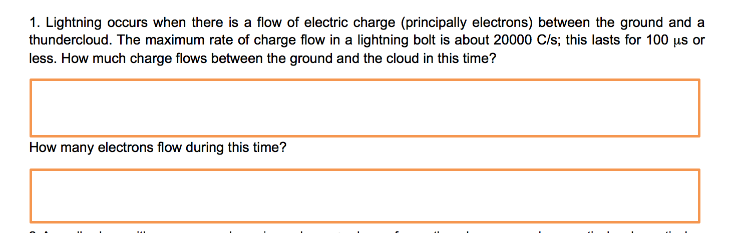 Solved 1. Lightning occurs when there is a flow of electric | Chegg.com