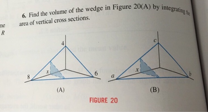 Find the volume of the wedge in Figure 20(A) by | Chegg.com