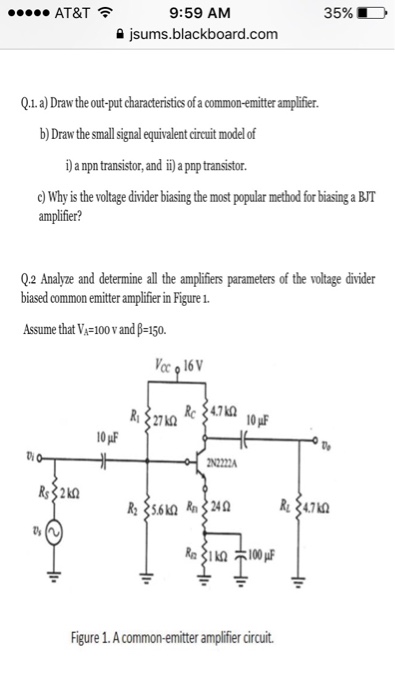 Solved Draw the out-put characteristics of a common-emitter | Chegg.com