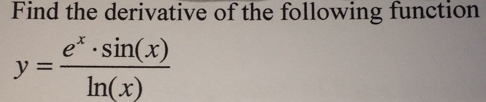 Solved Find the derivative of the following functiony= | Chegg.com
