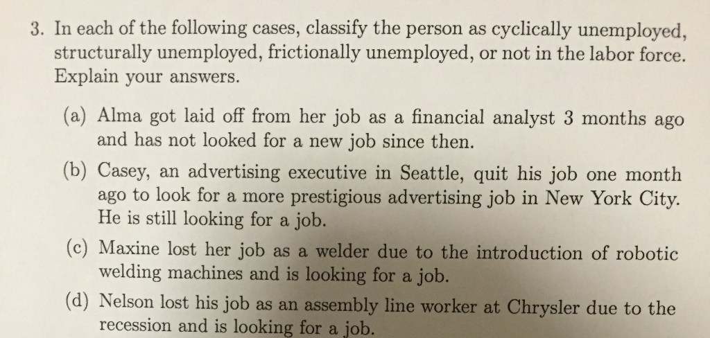 Solved In each of the following cases, classify the person | Chegg.com