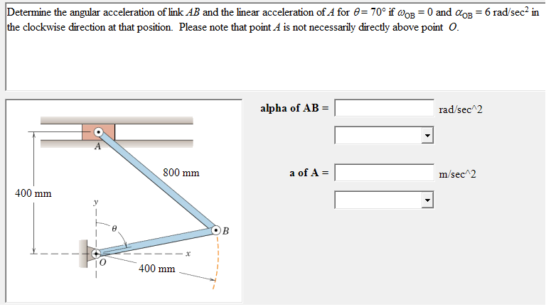 Determine the angular acceleration of link AB and the | Chegg.com