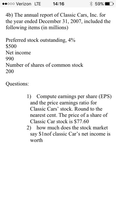 Solved The annual report of Classic Cars, Inc. for the year | Chegg.com