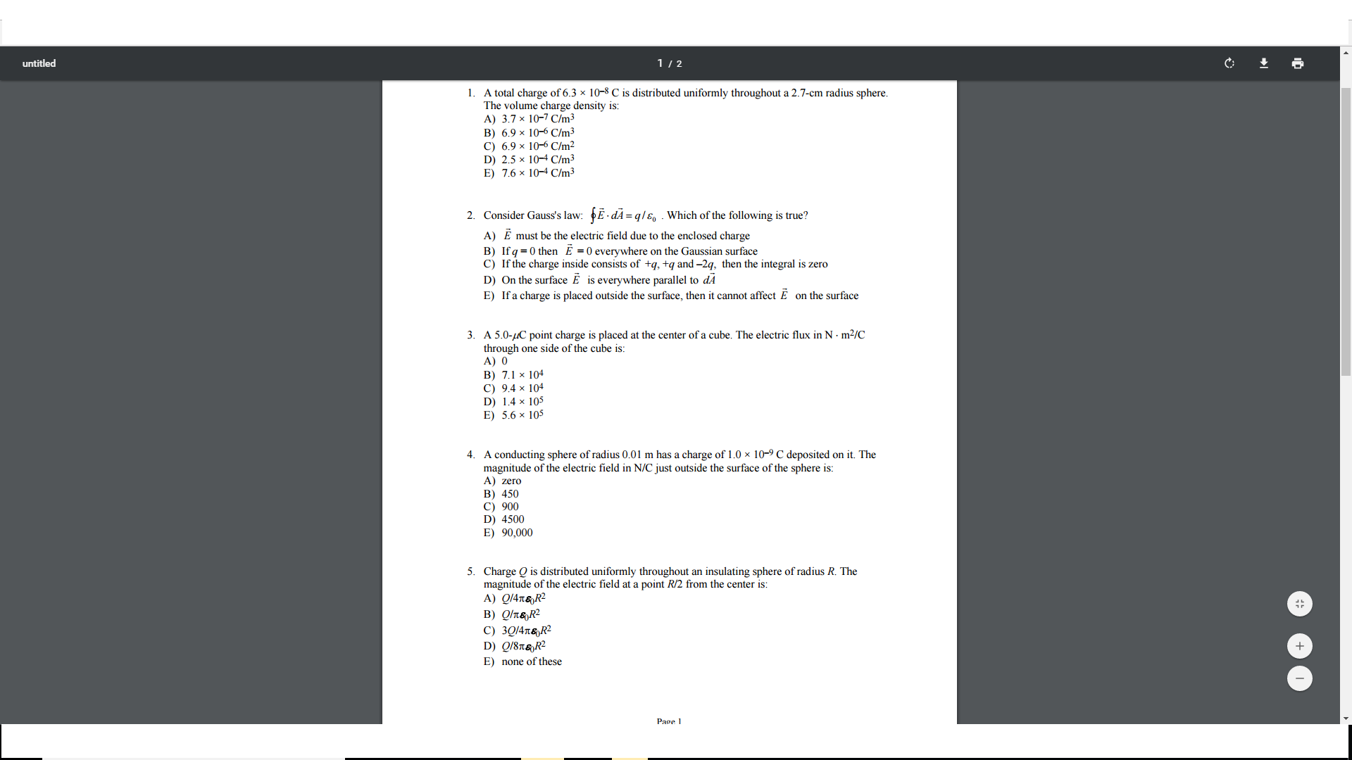 Solved A total charge of 6.3 times 10^-8 C is distributed | Chegg.com