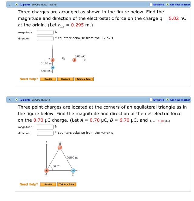 Solved Three charges are arranged as shown in the figure | Chegg.com