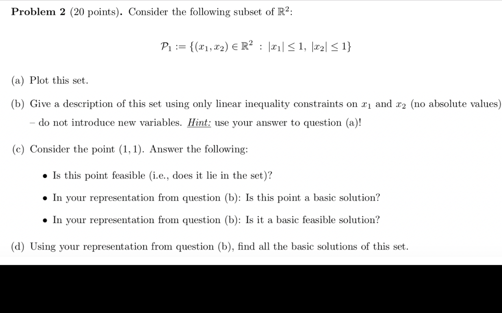 Solved Problem 2 (20 points). Consider the following subset | Chegg.com
