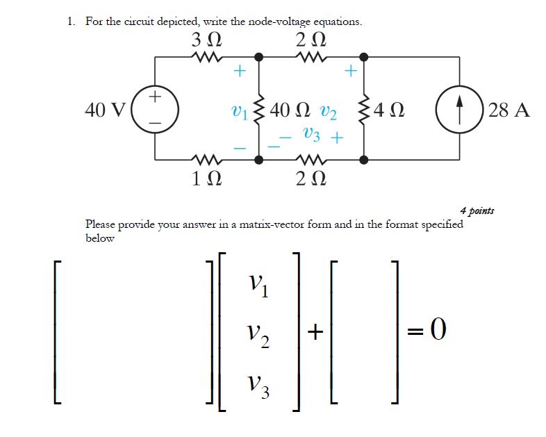 Solved For the circuit depicted, write the node-voltage | Chegg.com
