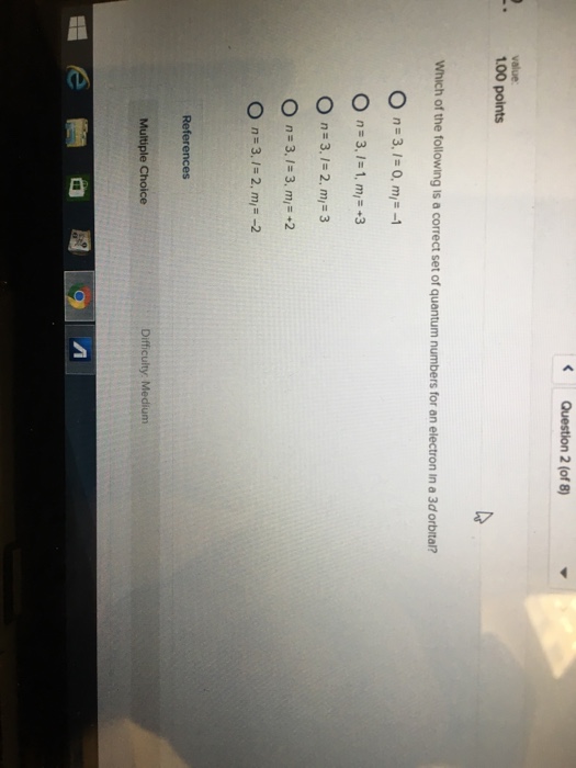 Solved Which of the following is a correct set of quantum | Chegg.com
