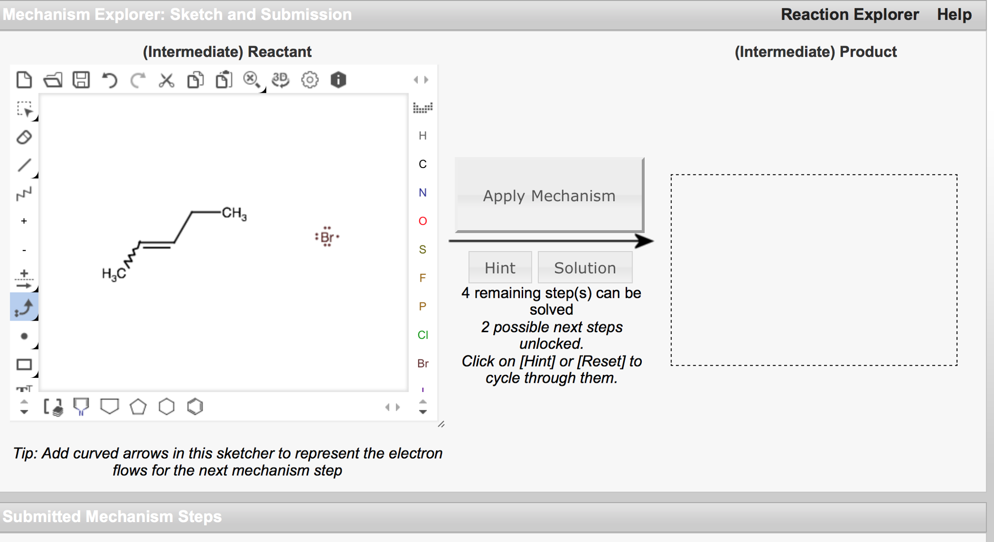 Solved (Intermediate) Reactant Br Br rriT Tip: Add curved | Chegg.com
