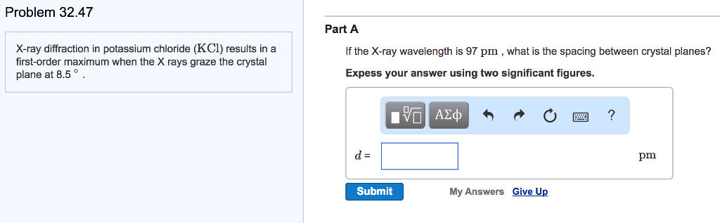 Solved X-ray diffraction in potassium chloride (KCl) results | Chegg.com