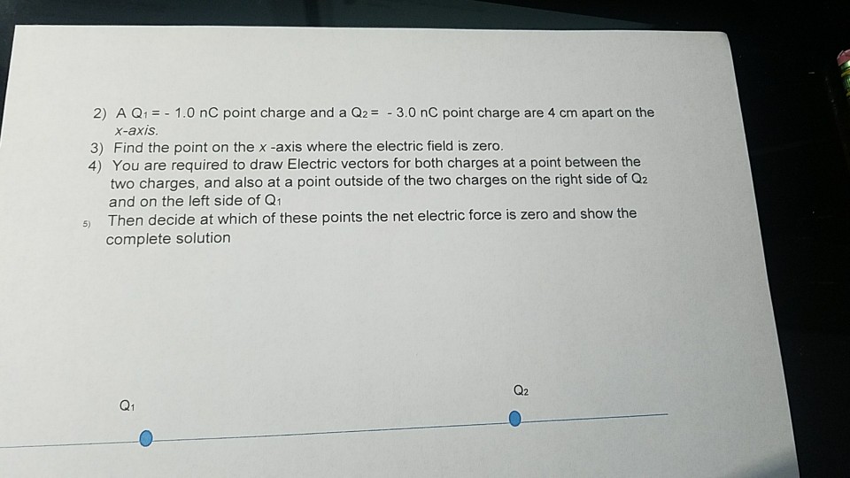 Solved 2) A Q11.0 nC point charge and a Q23.0 nC point | Chegg.com