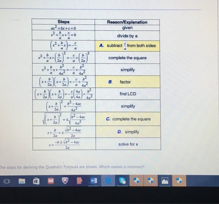 Solved Steps Reason/Explanation given divide by a 2 b A. | Chegg.com