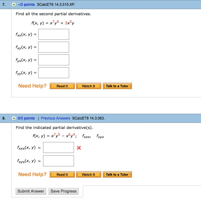 Solved 7.。-/3 points scalcET8 14.3.51 5XP Find all the | Chegg.com