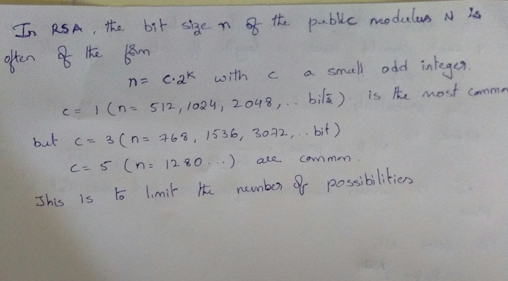 (Solved) - Popular RSA modulus sizes are 1024, 2048, 3072 and 4092 bit ...