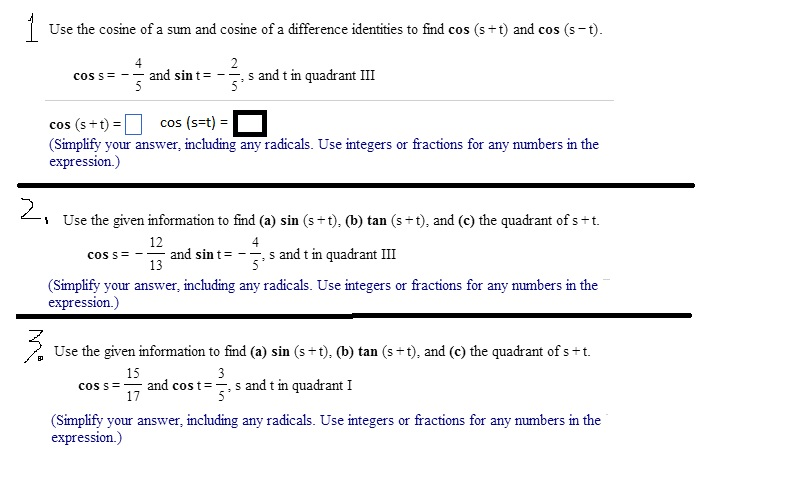 Solved Use the cosine of a sum and cosine of a difference | Chegg.com