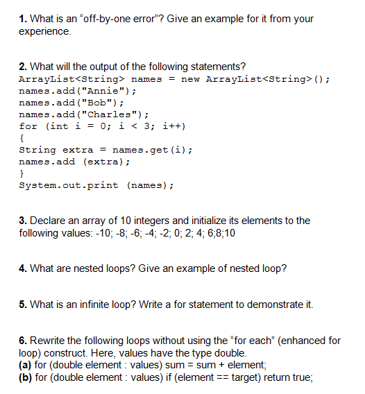 Solved 1. What is an ''off-by-one error''? Give an example | Chegg.com
