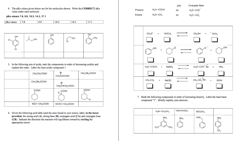 Solved Conjugate Base pKa 26 50 4· The pKa values given | Chegg.com