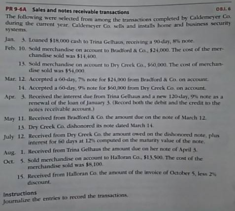 Solved Sales and notes receivable transactions The | Chegg.com