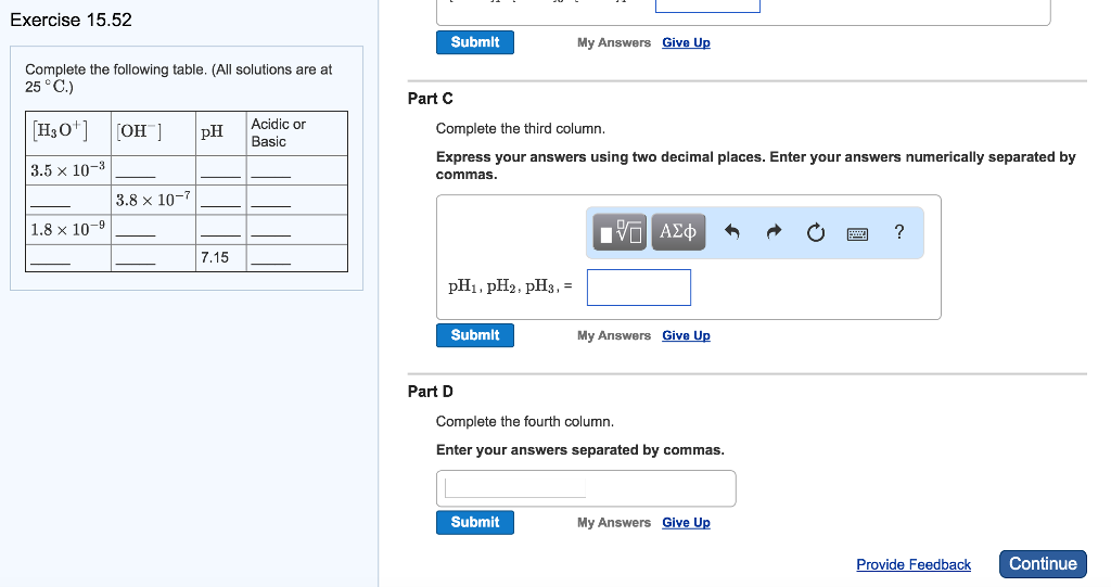 Solved Exercise 15.52 Part A Complete the first column. | Chegg.com