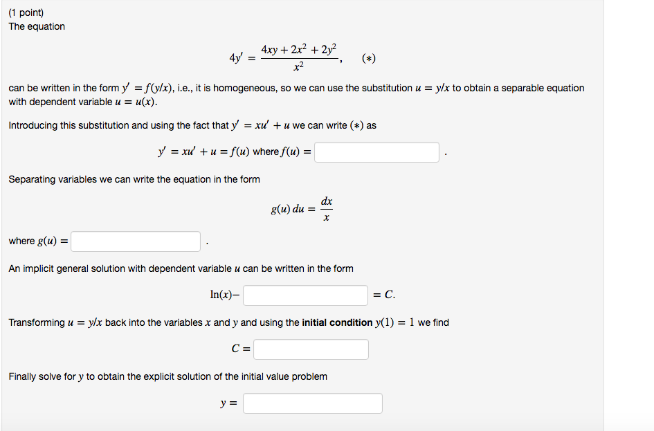 Solved The equation 4y' = 4xy + 2x^2 + 2y^2/x^2, (8) can | Chegg.com
