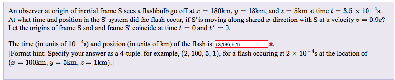 Solved An observer at origin of inertial frame S sees a | Chegg.com