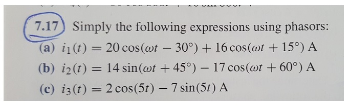 Solved Simply the following expressions using phasors: i_1 | Chegg.com