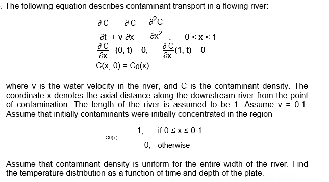The following equation describes contaminant | Chegg.com