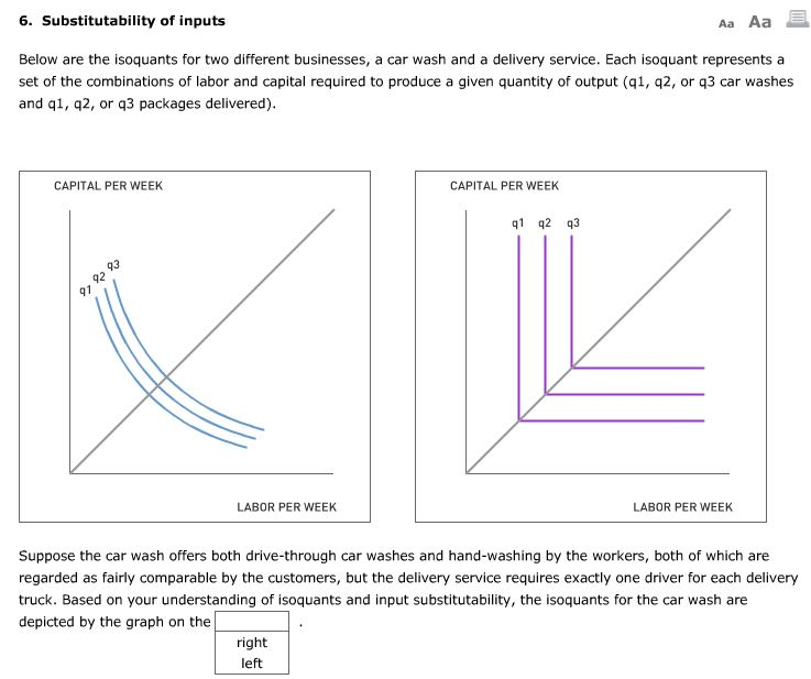 Solved 6. Substitutability of inputs Aa Aa Below are the | Chegg.com