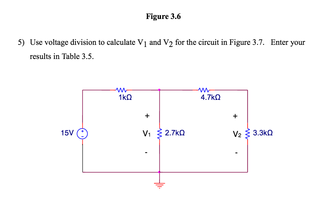 Solved Use voltage division to calculate V_1 and V_2 for the | Chegg.com