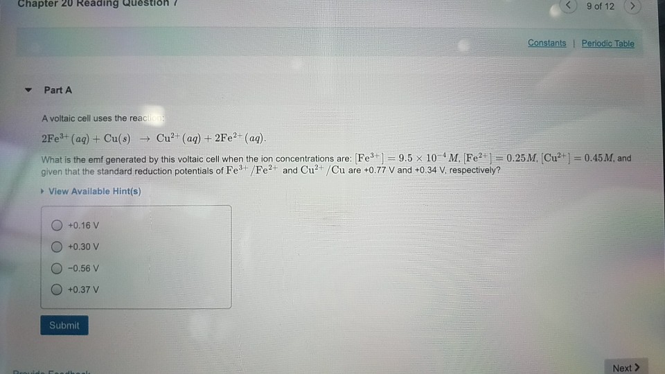 Solved Chapter 20 Reading Question 9 of 12> Constants | | Chegg.com