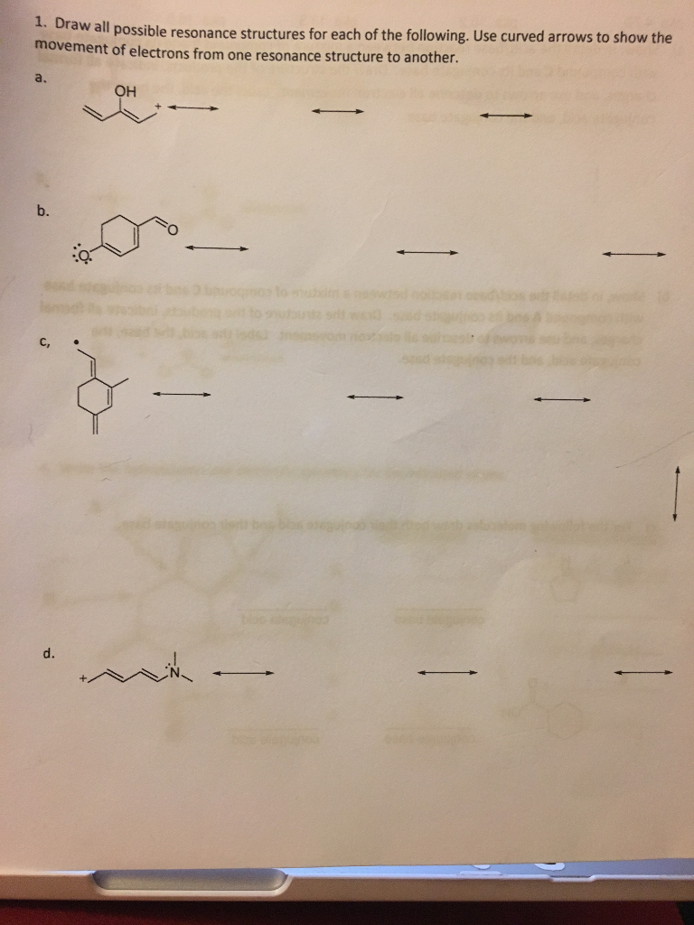 Solved Draw all possible resonance structures for each of | Chegg.com
