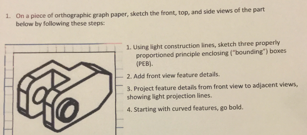 Solved On a piece of orthographic graph paper, sketch the | Chegg.com