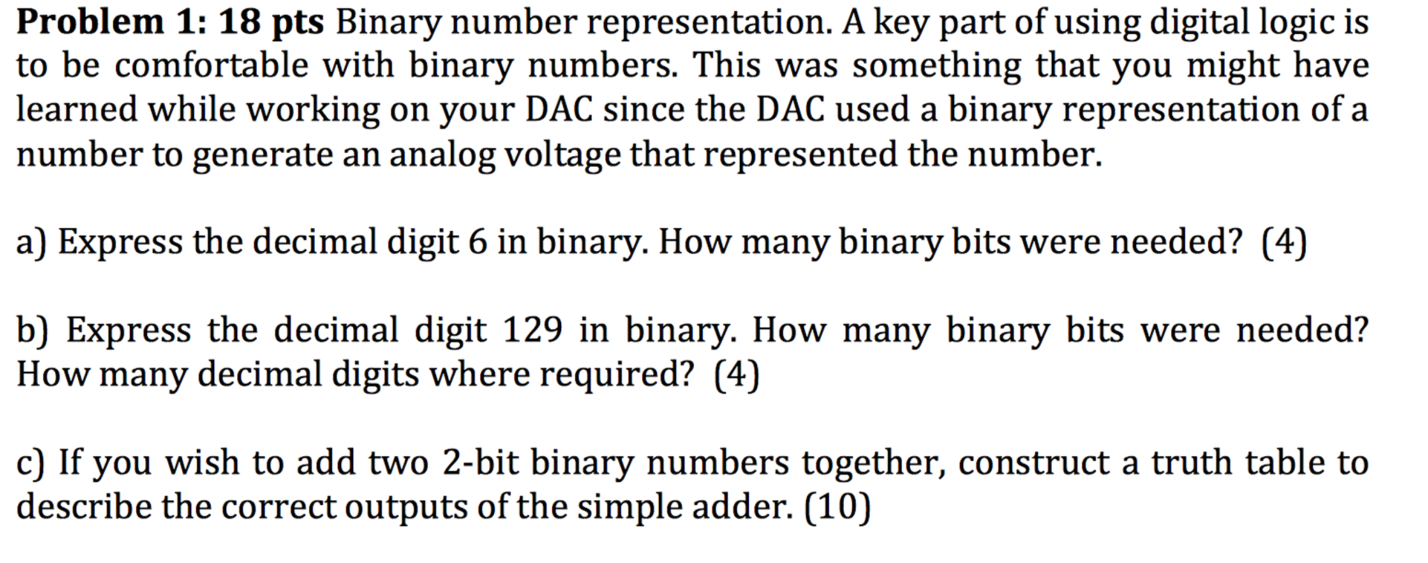 Solved Binary number representation. A key part of using | Chegg.com