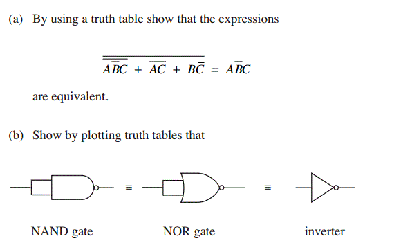 Solved (a) By using a truth table show that the expressions | Chegg.com
