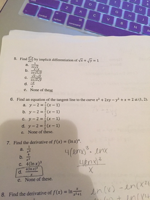 Solved Find d^2y/dx^2 by implicit differentiation of Square | Chegg.com