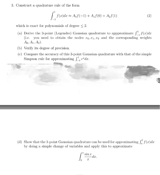 Solved Construct a quadrature rule of the form integral^1_1 | Chegg.com