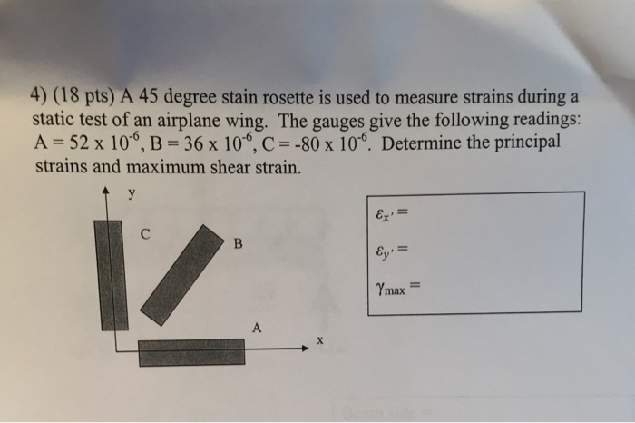 Solved A 45 degree strain rosette is used to measure strains | Chegg.com