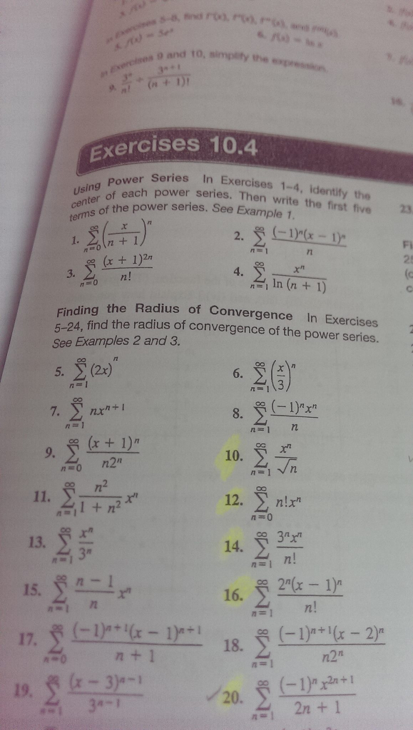 Solved Using power series In exercise 1-4, identify the | Chegg.com