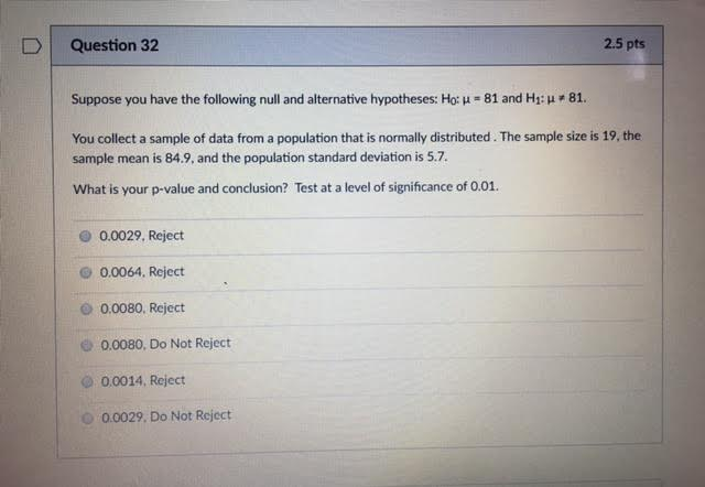 Solved Suppose you have the following null and alternative | Chegg.com